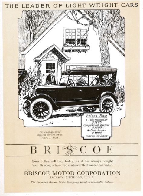 The Brockville Briscoe Automobile, 1916 – 1921 – Glimpses of Canadian ...